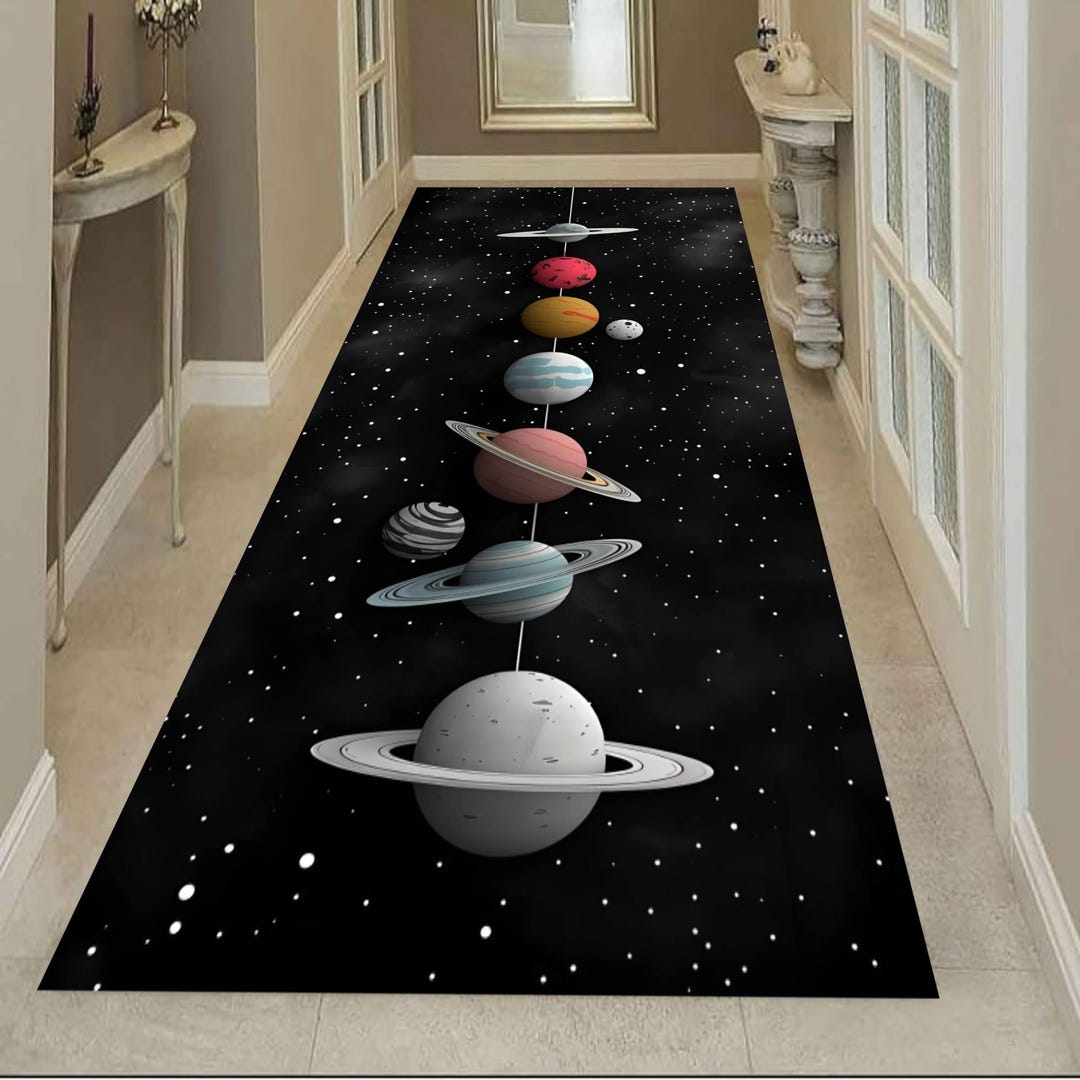 Galaxy Hallway Runner Rug, Space Corridor Carpet, Washable Entryway Mat ...