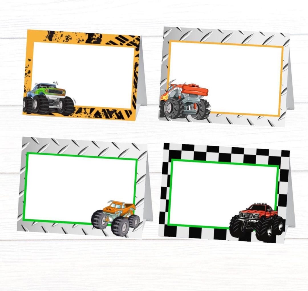 Blank Printable Monster Truck Party Food Labels, Monster Jam Food Cards ...