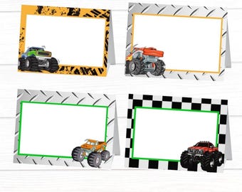 Editable Printable Monster Truck Party Food Labels Food Cards - Etsy