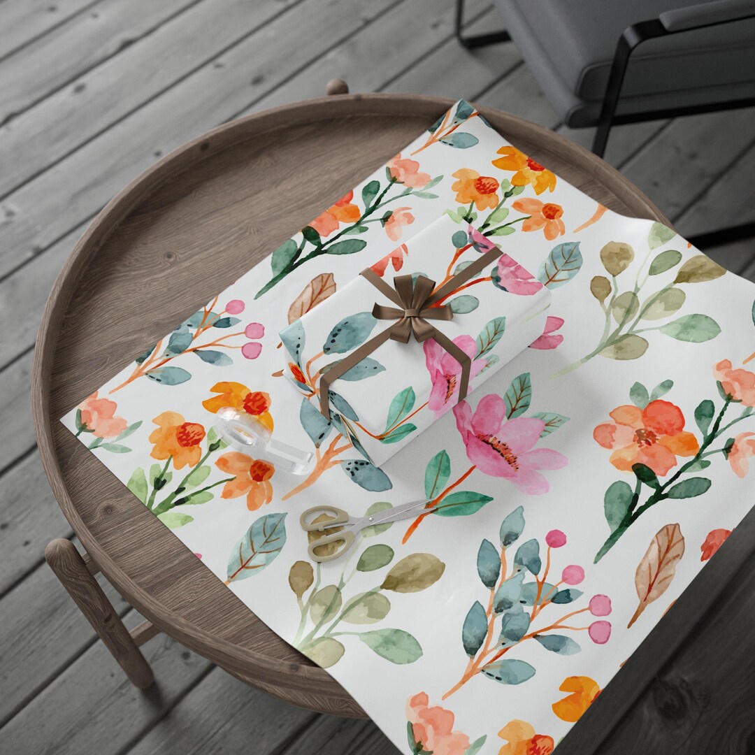 Watercolor Floral Wrapping Paper | Spring Wildflower Gift Wrap ...