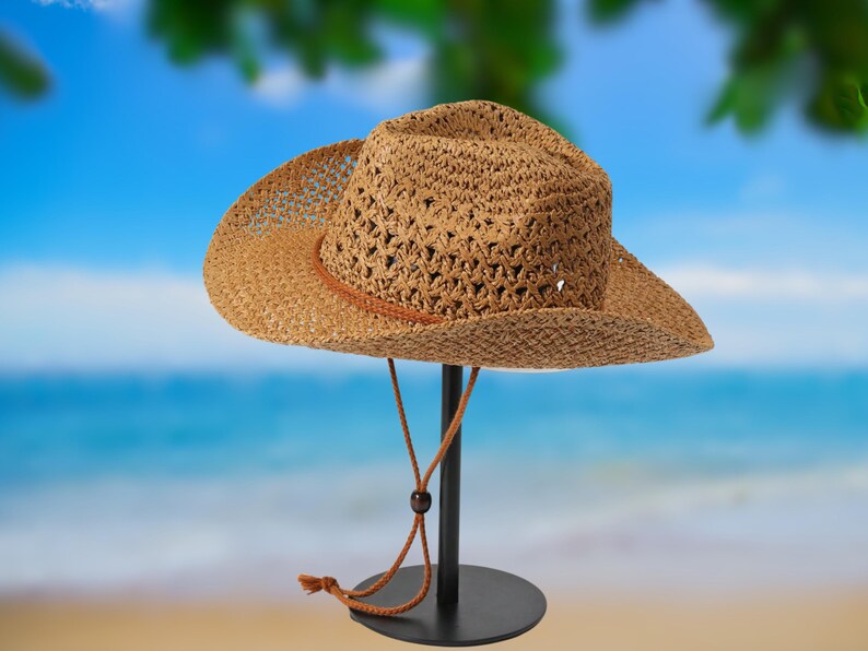Hollow Straw Cowboy Hat: Unisex Western Sun Protection - Etsy