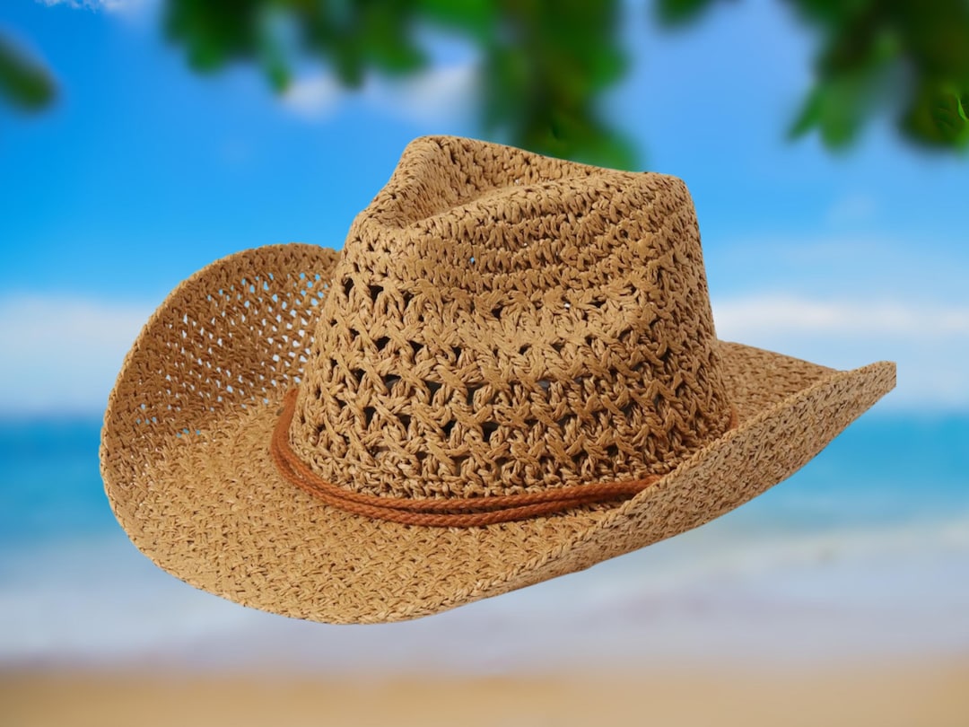 Hollow Straw Cowboy Hat: Unisex Western Sun Protection - Etsy