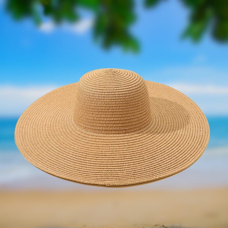 Wide Brim Straw Sun Hat: Foldable UV Protection Beach Accessory - Etsy