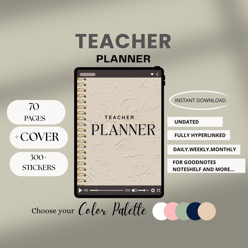 Digital Teacher Planner for Goodnotes Classroom Organizer Lesson Plan ...