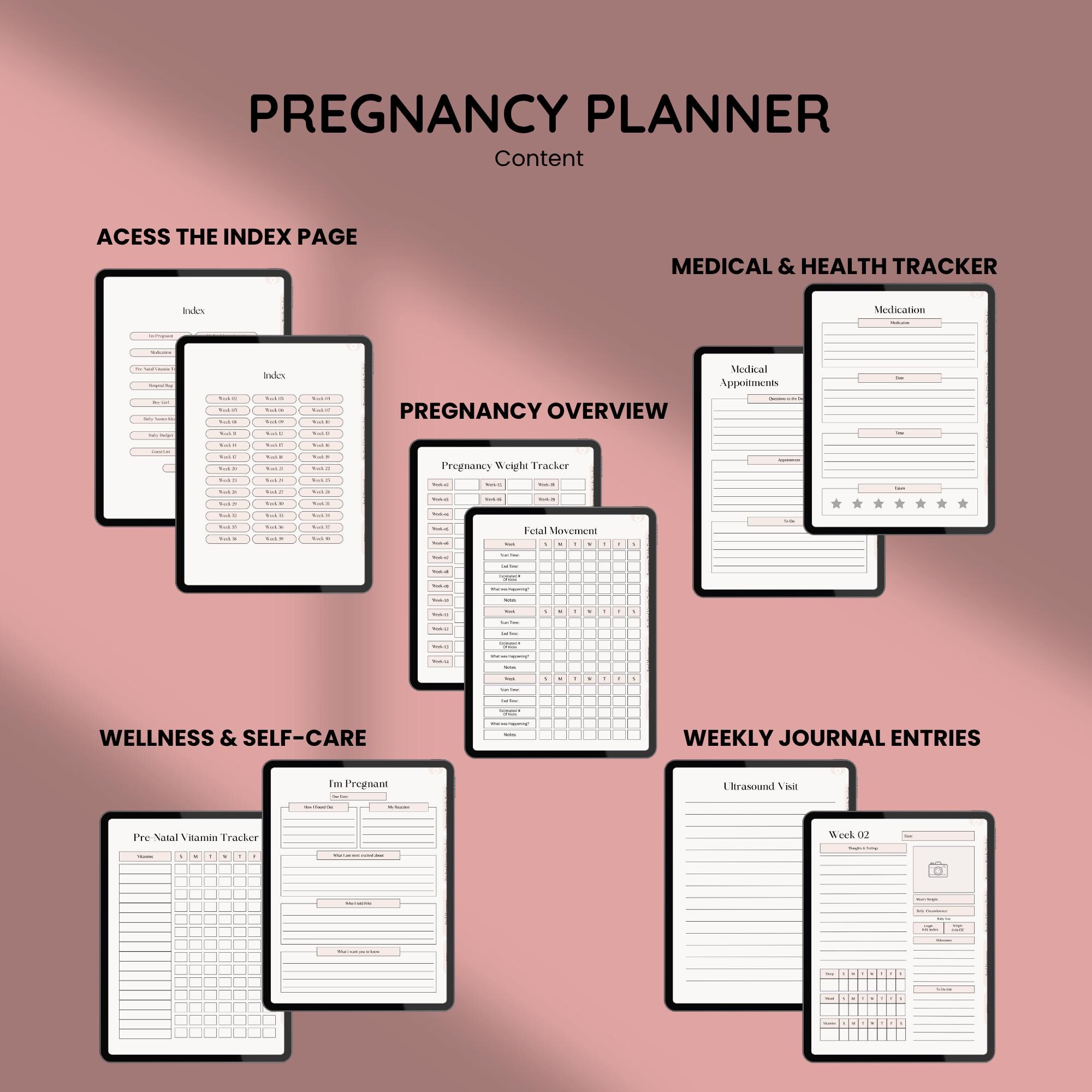 Digital Pregnancy Planner for Ipad: Goodnotes PDF Journal & Checklist ...