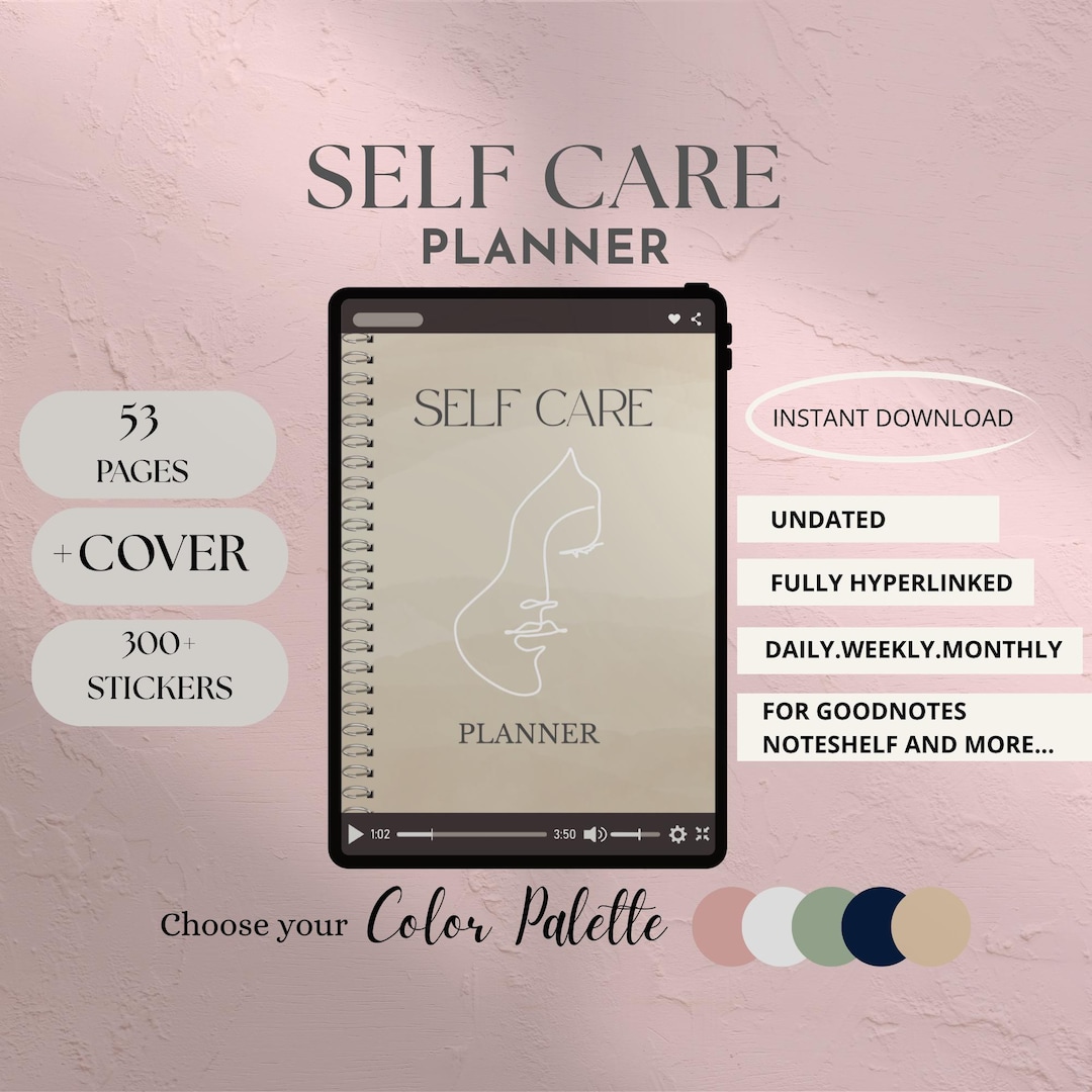 Digital Self Care Planner Wellness Habit Tracker Goodnotes Mood Journal ...