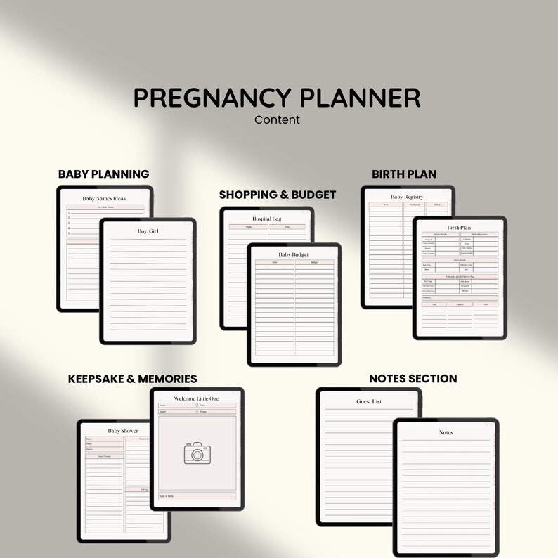 Digital Pregnancy Planner for Ipad: Undated Baby Journal, Birth Plan ...