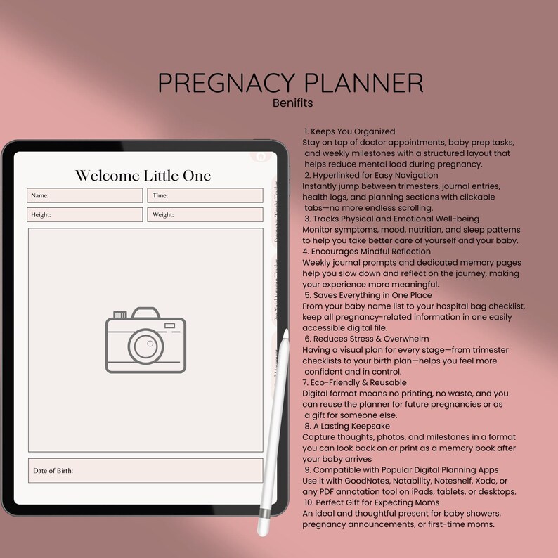Digital Pregnancy Planner for Ipad: Goodnotes PDF Journal & Checklist ...