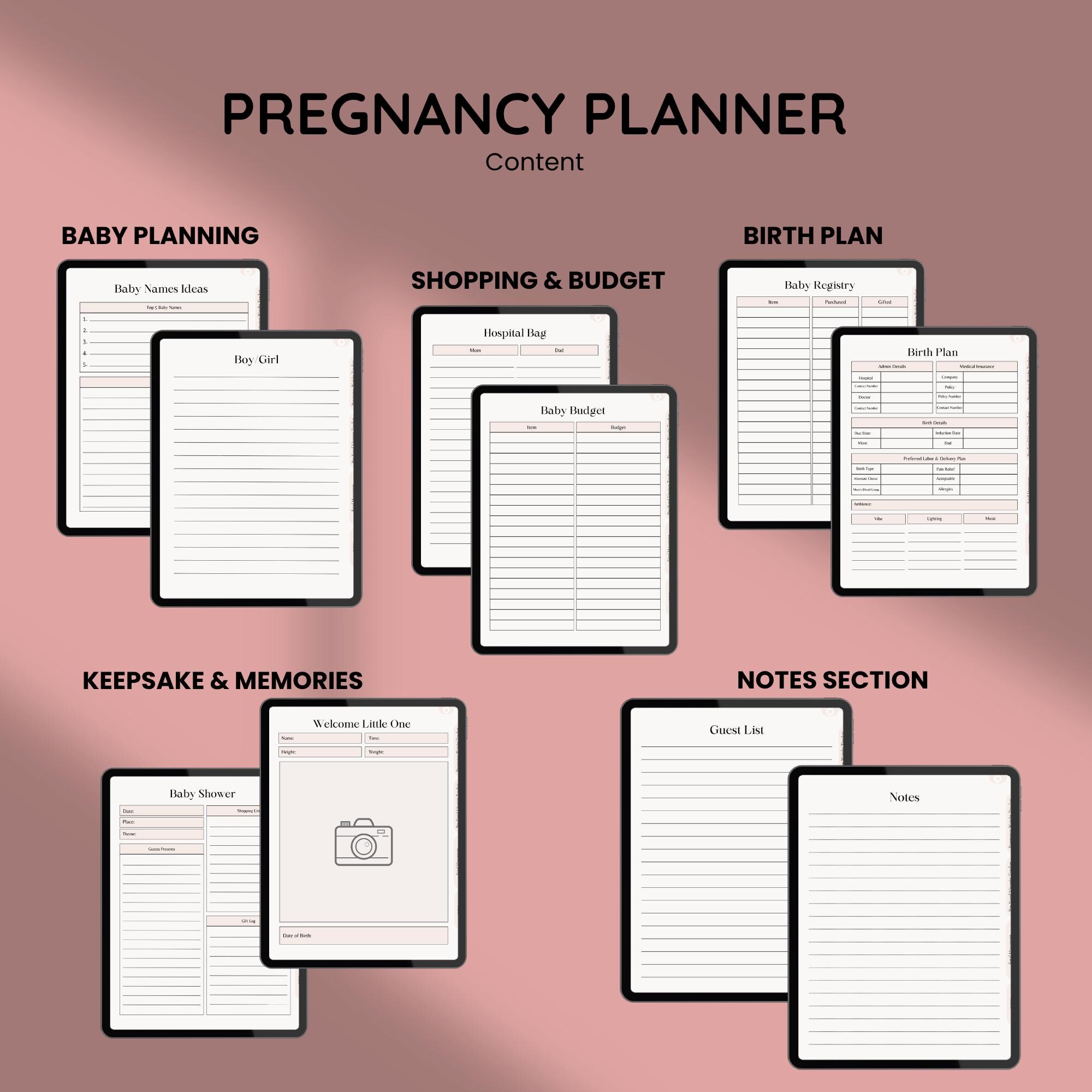 Digital Pregnancy Planner for Ipad: Goodnotes PDF Journal & Checklist ...