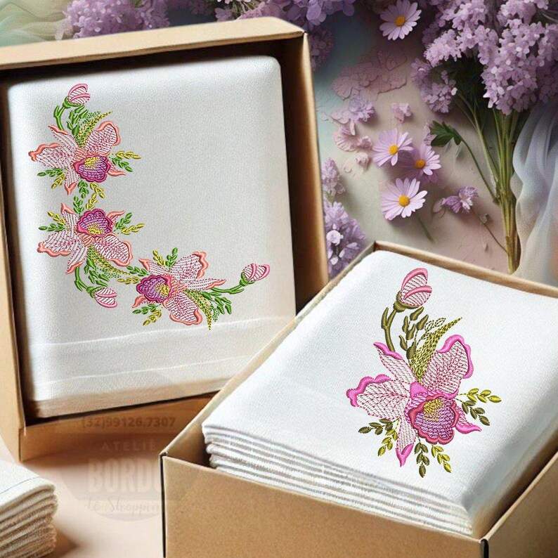 Orchids Machine Embroidery Design – Elegant Floral Collection ...