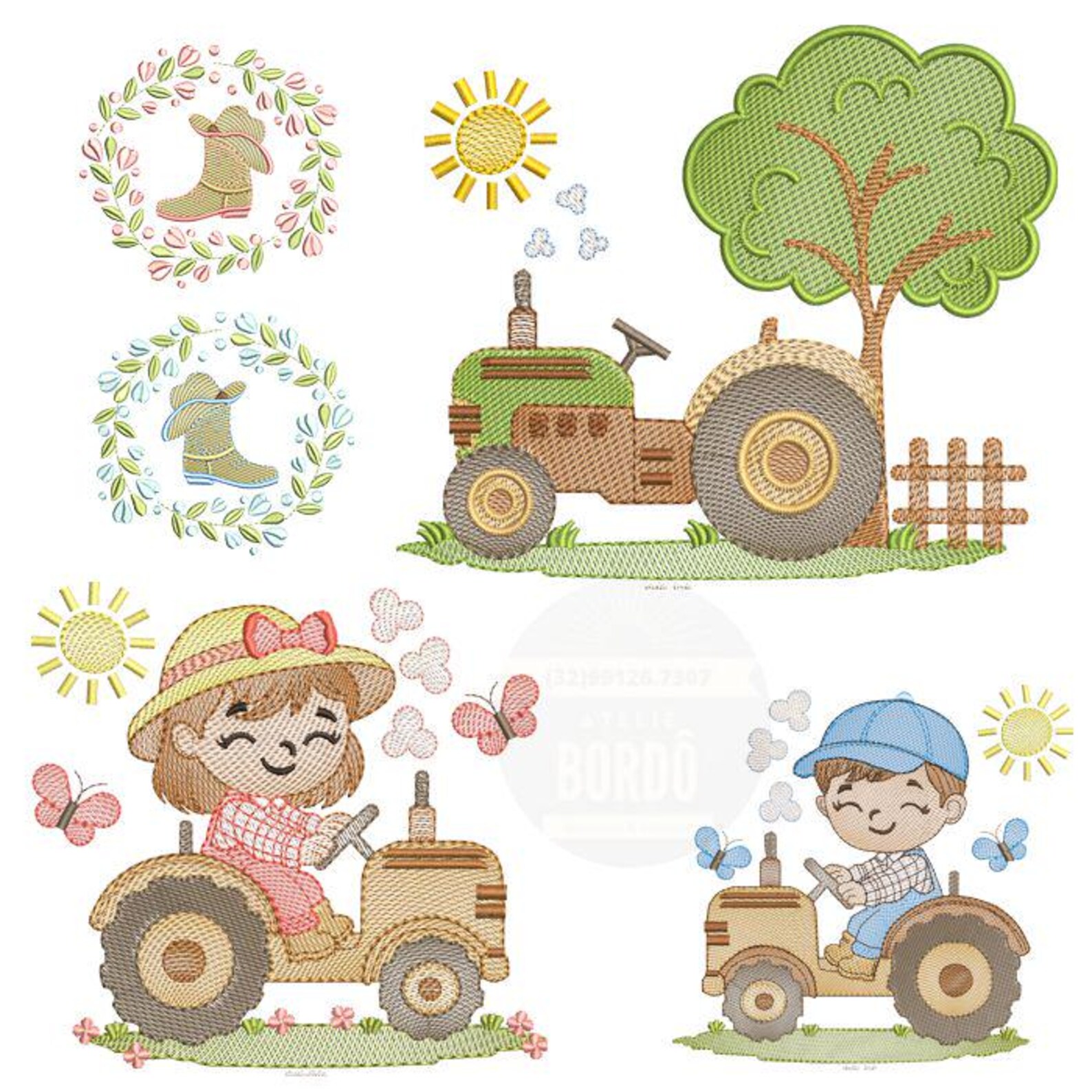 Cowboy Embroidery Design Farm Tractor Embroidery Designs – Boy and Girl ...