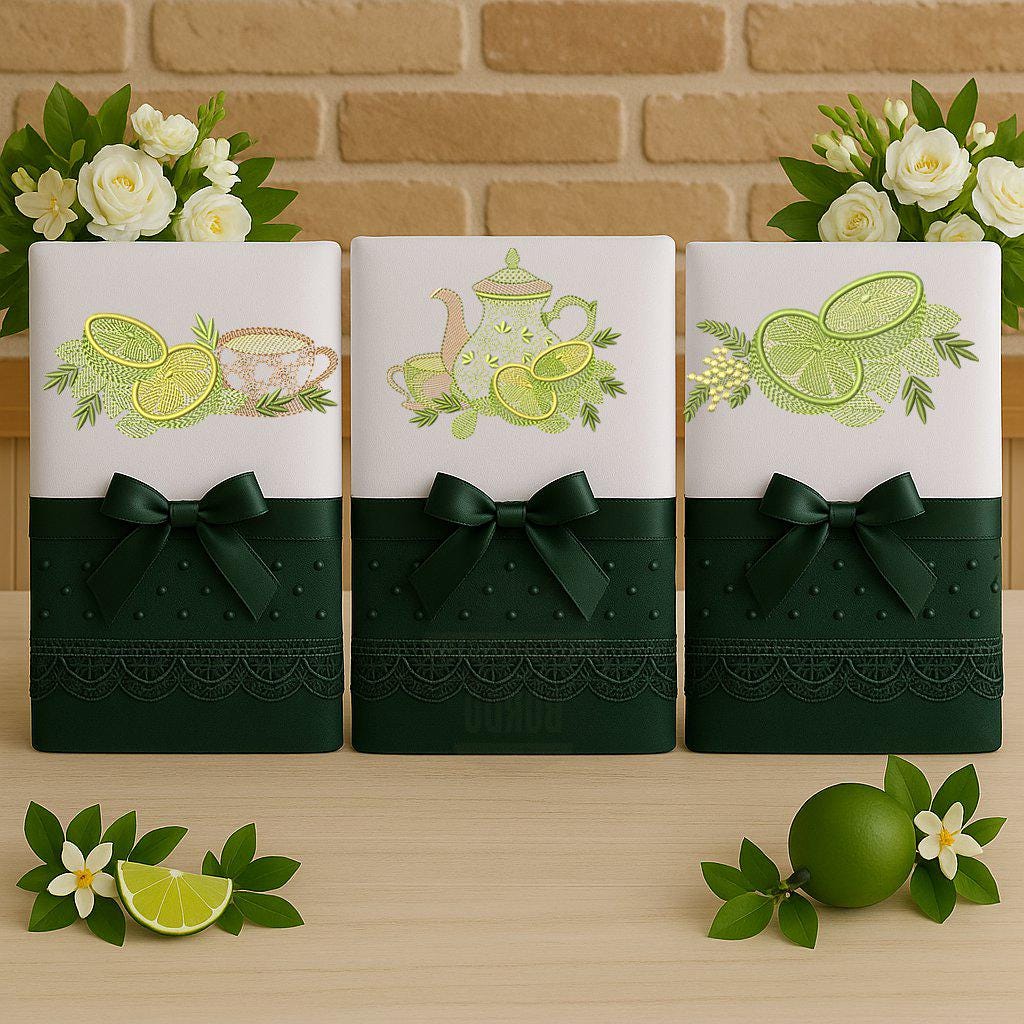 Lemon Tea Set Embroidery – Teapots, Cups & Kitchen Towels – Rippled ...