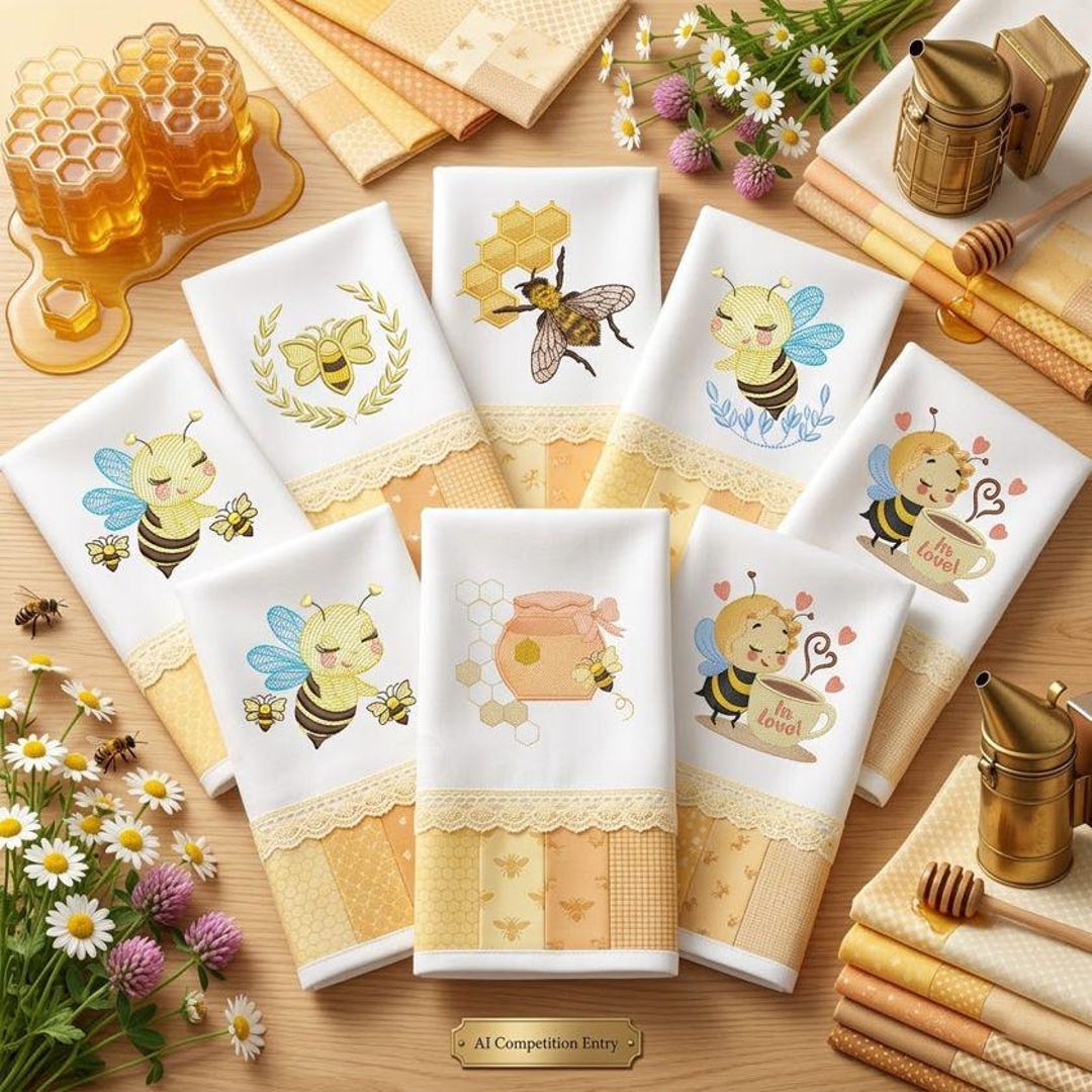 Honey Bee Machine Embroidery Designs Bundle, Honeycomb Pattern for ...