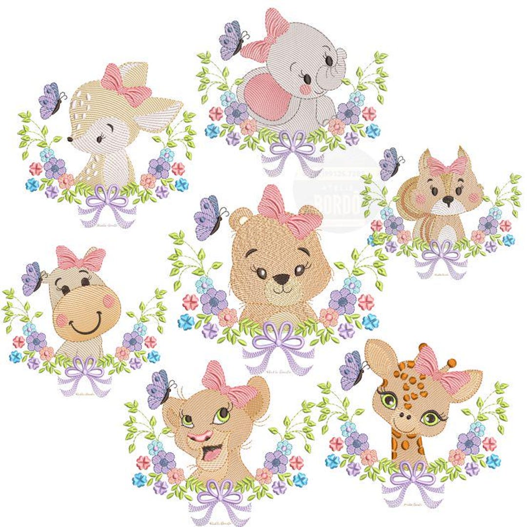 Cute Safari Animals Embroidery Designs - 7 Jungle Animal Machine ...