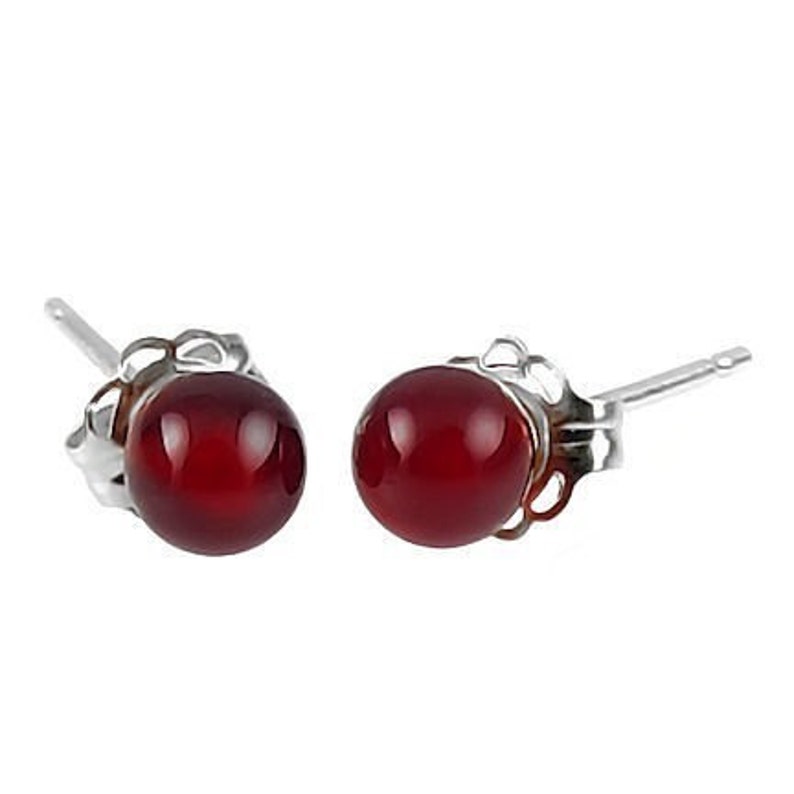 4mm Natural Red Carnelian Ball Stud Post Earrings 925 Sterling - Etsy