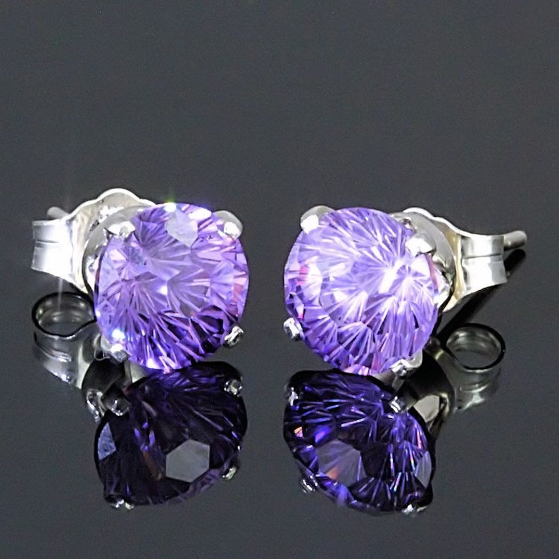 2.4ct Round Starfire Cut Brazilian Amethyst Crown Set Stud - Etsy