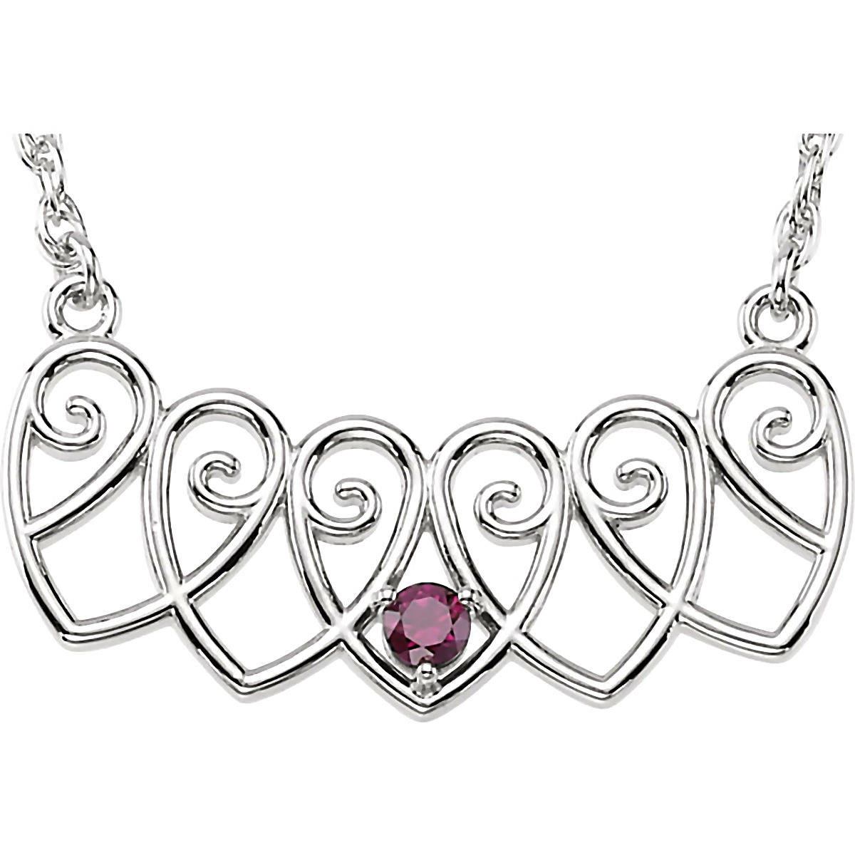 Family Birthstone Chain of Hearts Design Pendant 925 Silver | Etsy