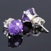 2.4ct Round Starfire Cut Brazilian Amethyst Crown Set Stud Earrings 925 ...