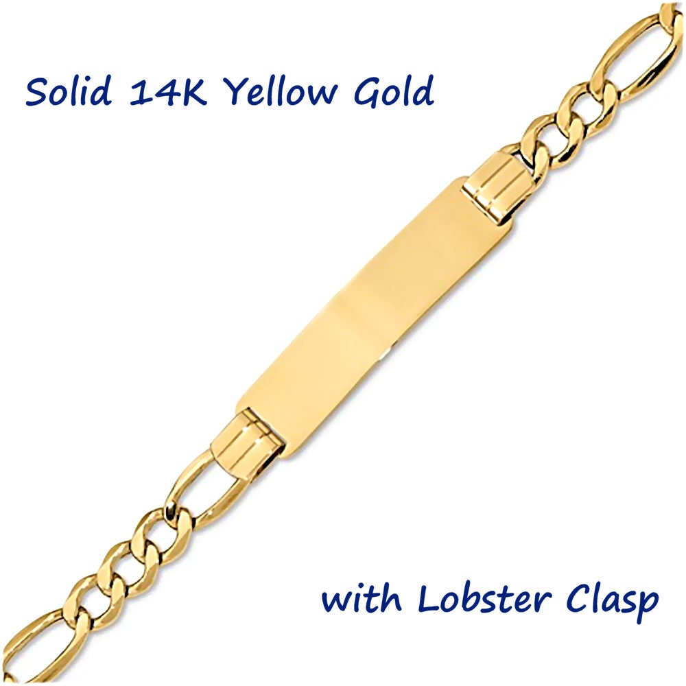 Custom Engraved Solid 14K Yellow Gold ID Bracelet | Etsy