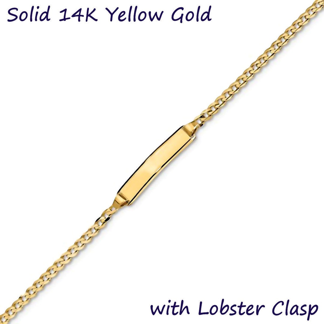 Personalized Engravable Solid 14K Yellow Gold Custom Made ID Bracelet ...