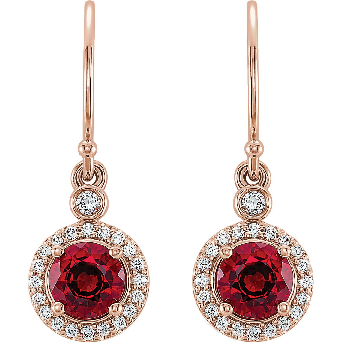 Solid 14K Gold 5mm Genuine Ruby and 1/6 ctw Natural White | Etsy