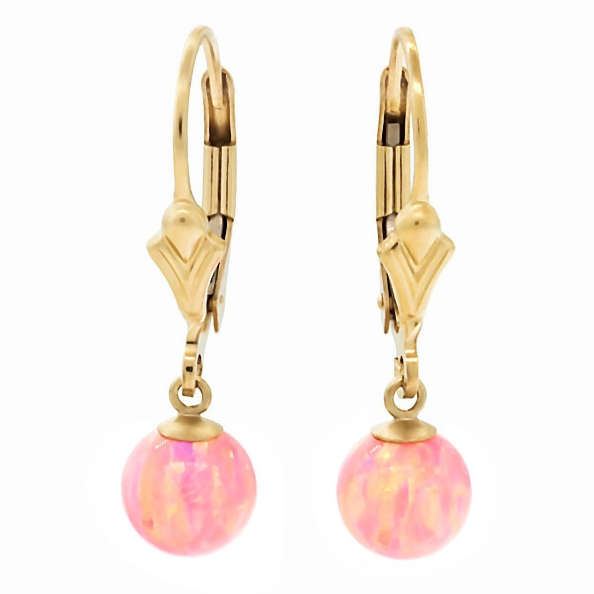 6mm Pink Angel Skin Opal Ball Drop Lever Back Earrings 14-20 | Etsy