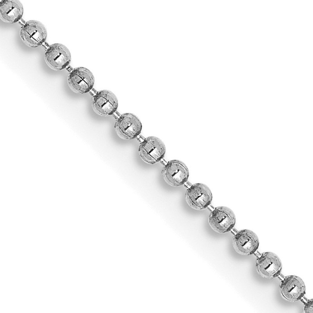 14K White Gold Ball Chain Necklace, Beaded Gold Chain, Chain With ...