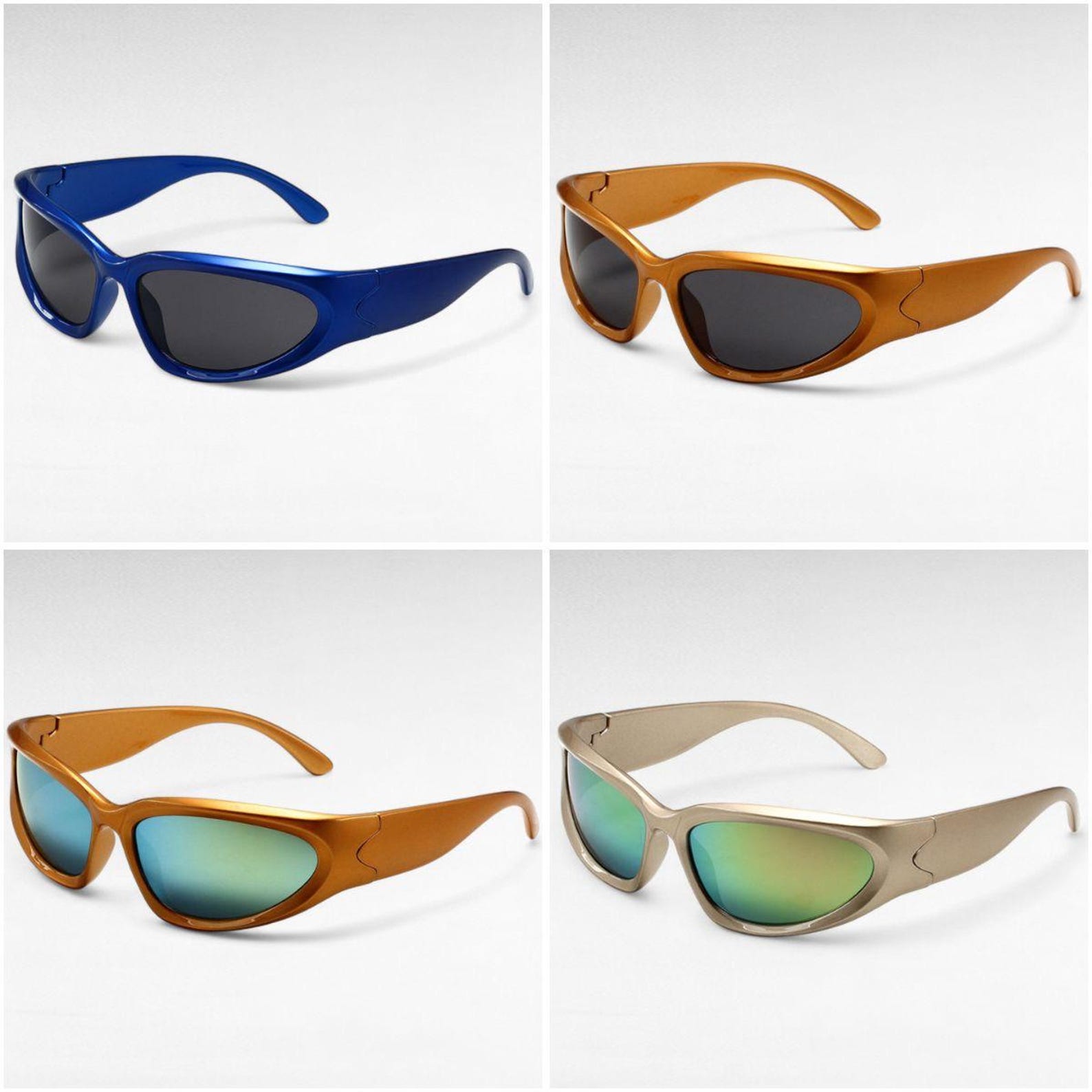 Y2K Futuristic Wraparound Sunglasses | Retro 90s 2000s Shield Shades ...