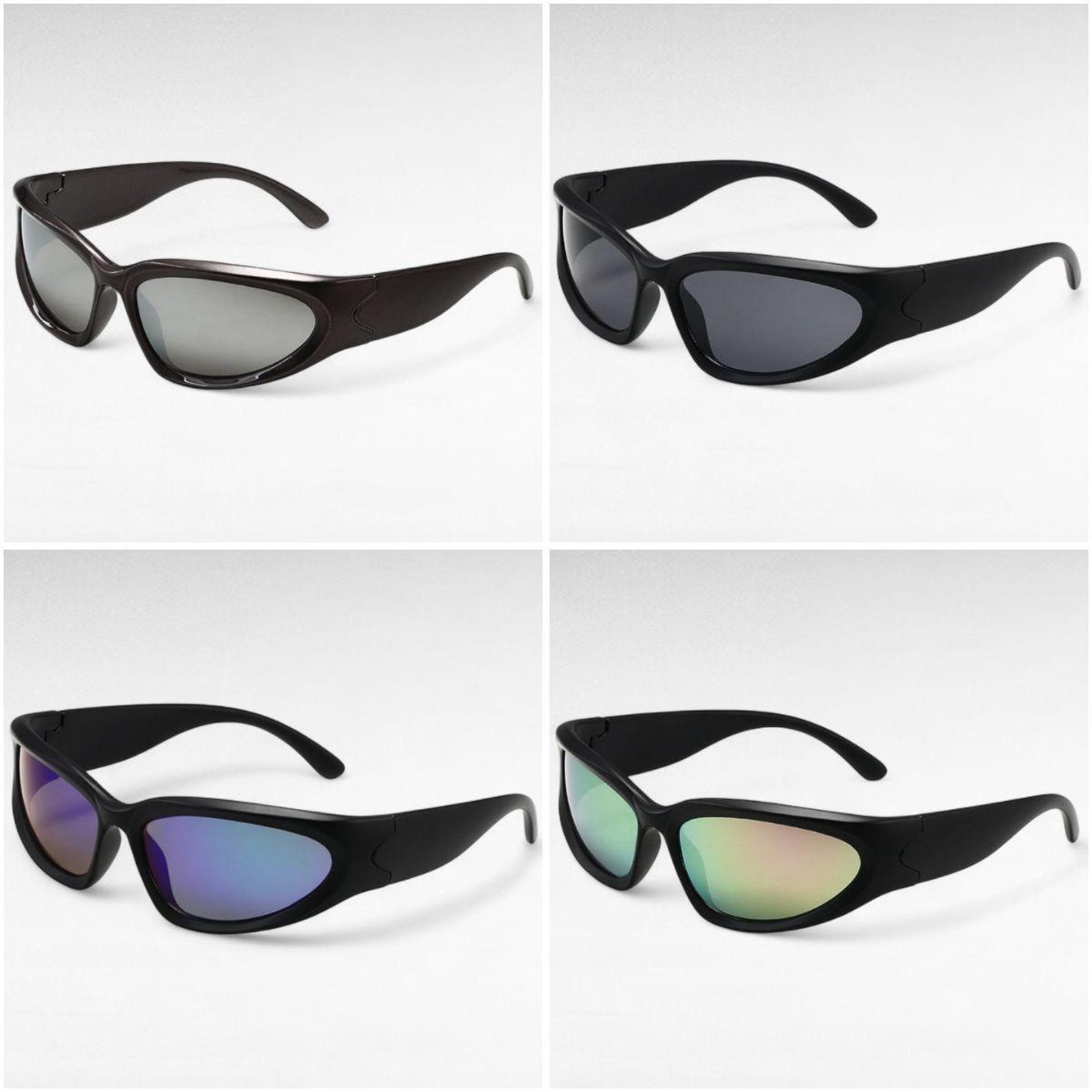 Y2K Futuristic Wraparound Sunglasses | Retro 90s 2000s Shield Shades ...