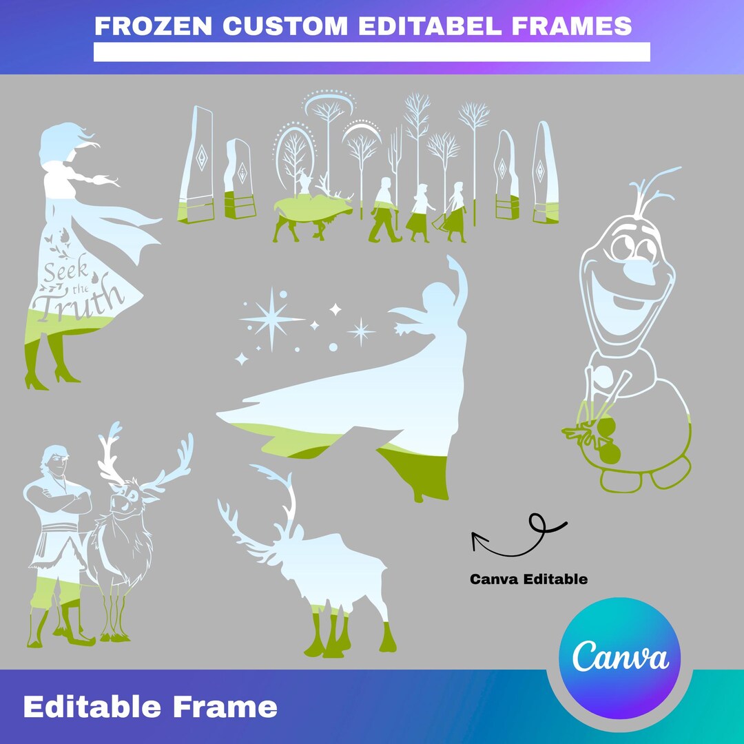 Frozen Editable Canva Template | Elsa Anna Olaf Kristoff Sven ...