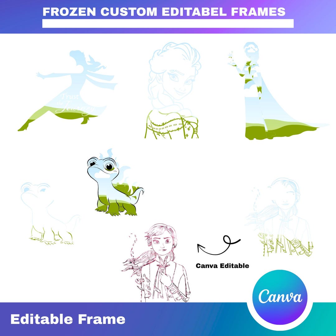 Frozen Canva Editable Frames | Princess Silhouette Photo Frame | Frozen ...