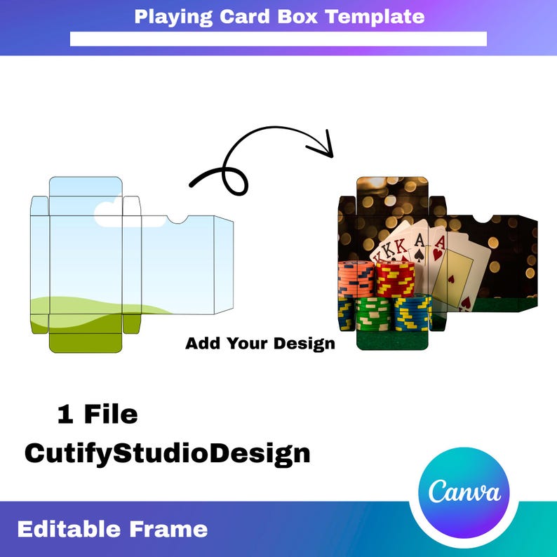 Playing Card Box Template | Canva Editable Packaging | Printable Box ...