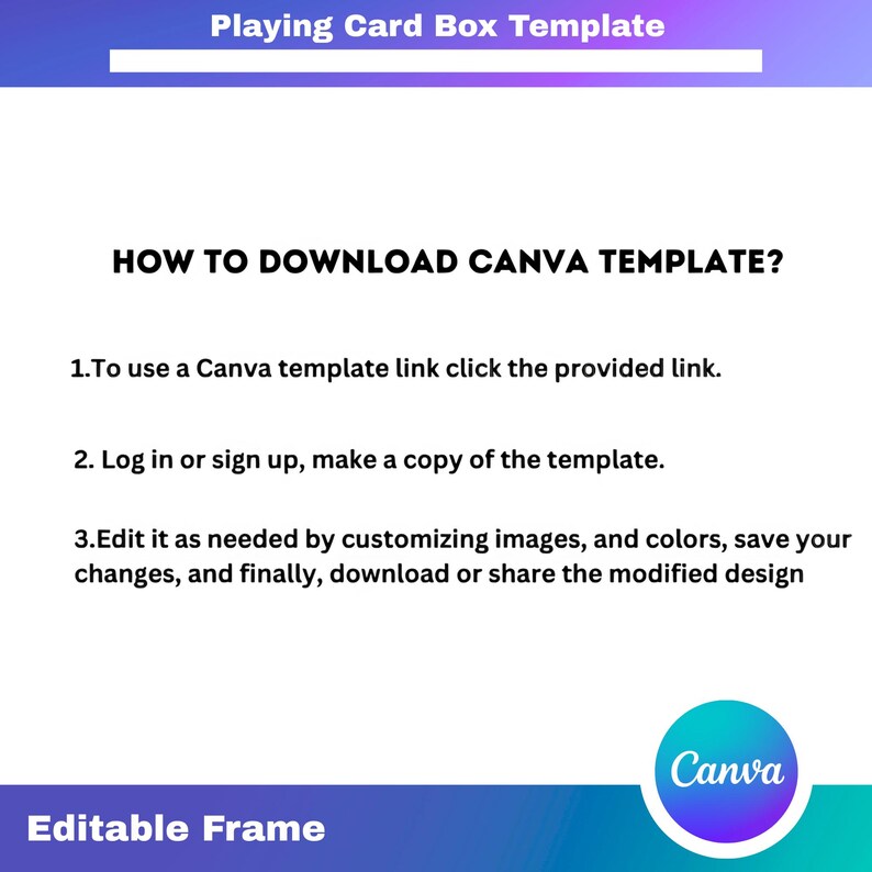 Playing Card Box Template | Canva Editable Packaging | Printable Box ...
