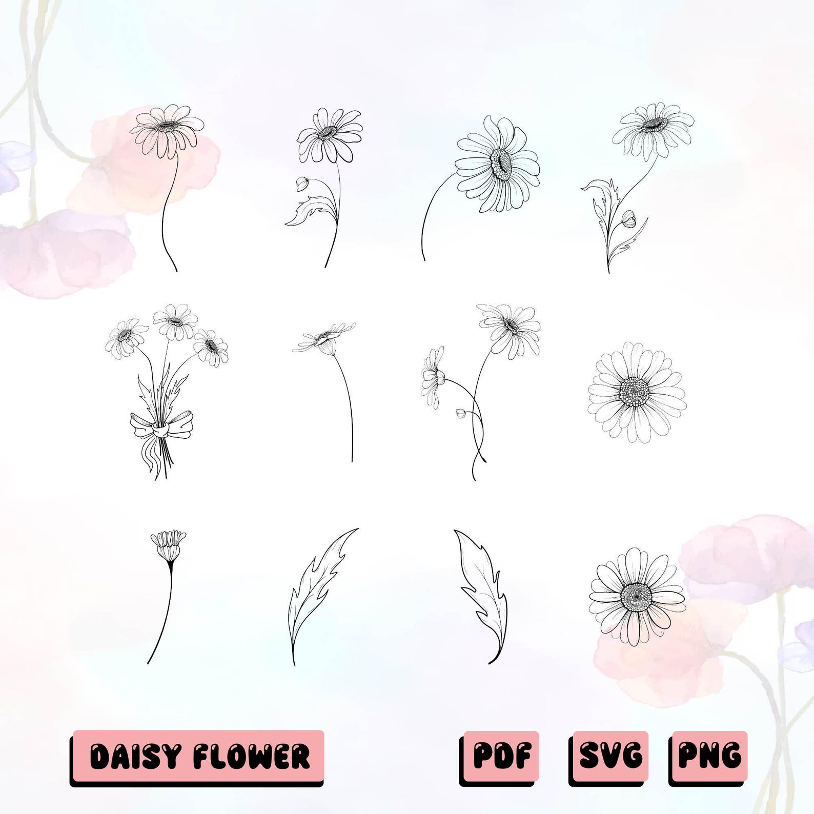 Daisy Svg Bundle, Daisy Flowers SVG, Daisy Flower Clipart, Flower Svg ...