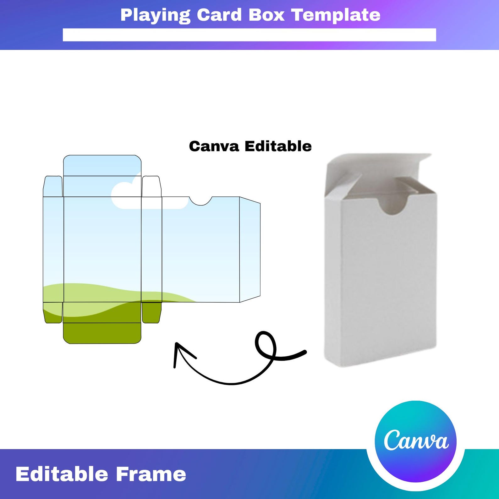 Playing Card Box Template | Canva Editable Packaging | Printable Box ...