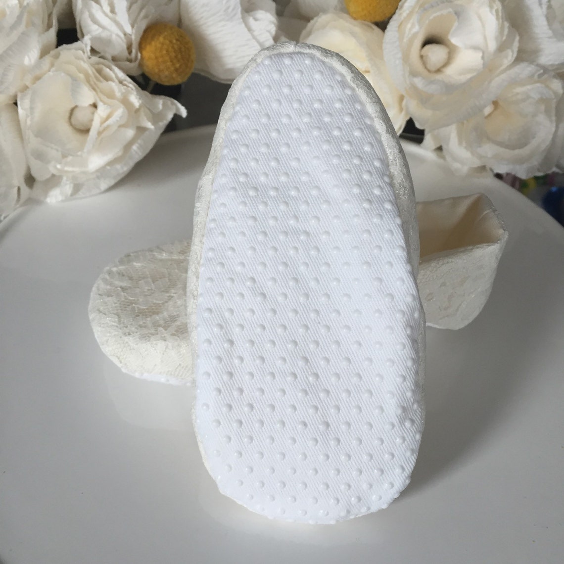 Blush Lace Ballet Slippers - Flower Girl Shoes - Baby and Toddler Girl ...