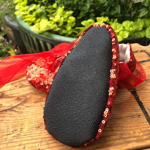 Ruby Slippers - Red Sequin Ballet Slippers - Dress up Shoes- Baby ...