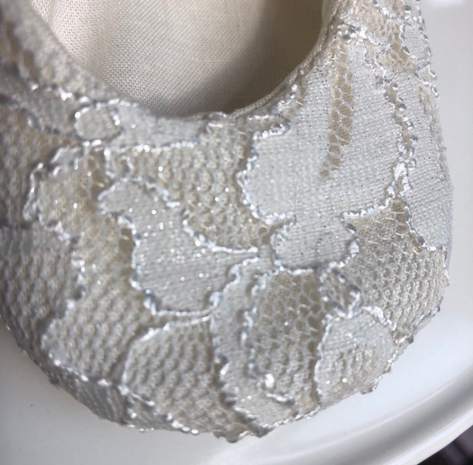 Ivory or White Lace Ballet Slippers With Elastic - Flower Girl Shoes ...