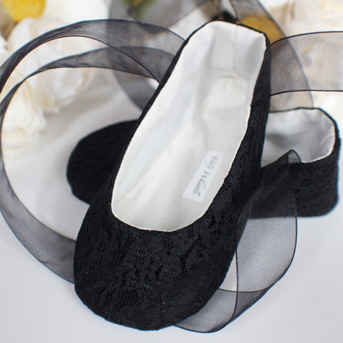 Black Lace Ballet Slippers - Flower Girl Shoes - Baby and Toddler Girl ...