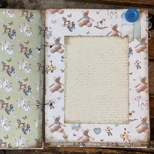 Vintage Theme Baby Boy Book, Blue Baby Book, Handmade Baby Album - Baby ...