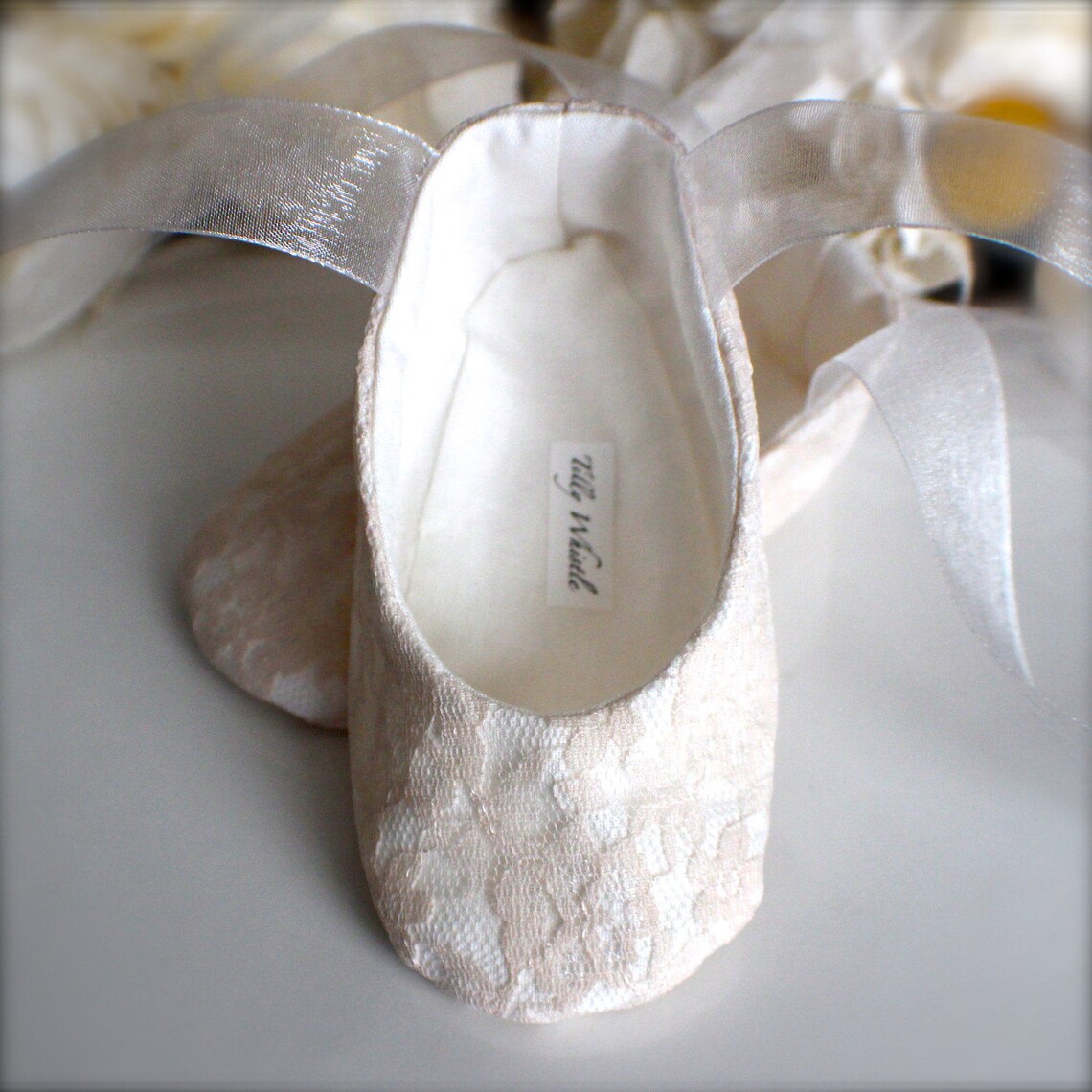 Blush Lace Ballet Slippers - Flower Girl Shoes - Baby and Toddler Girl ...