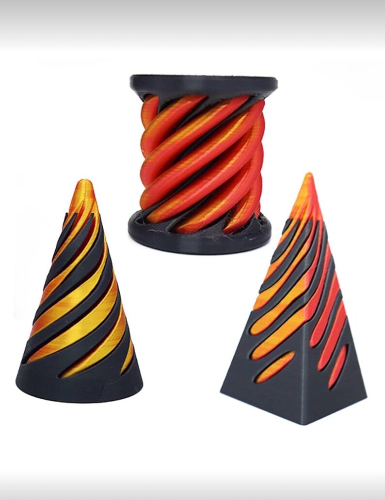 Fire Swirl Fidget Toy Set – 3D Printed Spiral Desk Toy, Satisfying ...