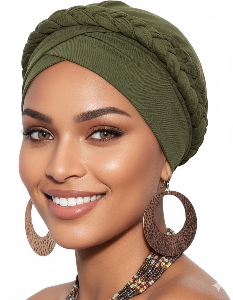Pre-tied Turban for Women, Double Braid Twist Headband, Soft Cotton ...