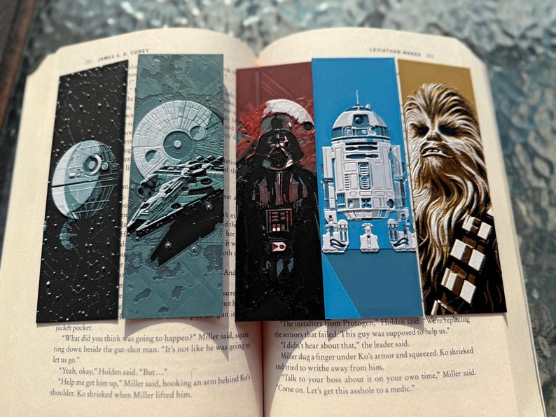 Star Wars 3D Printed Bookmarks – Death Star, Millennium Falcon, Darth ...