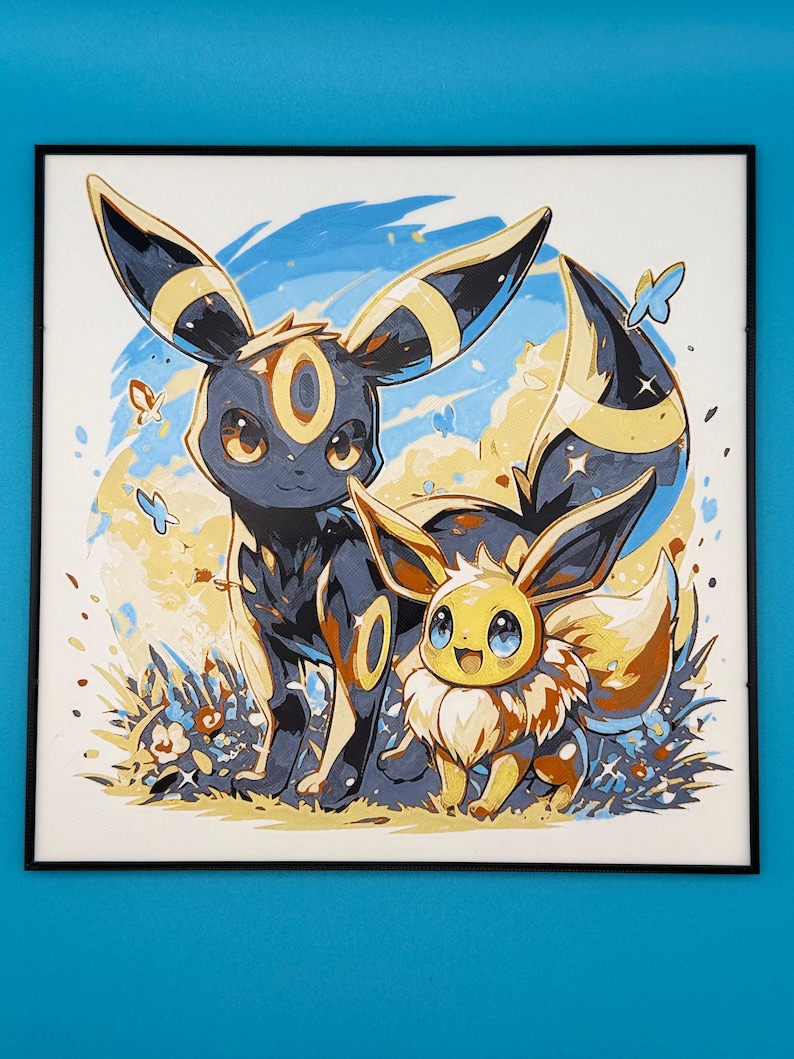 Eevee Umbreon Art Retro Wall Art, 3D Print, 8x8 Decor - Etsy