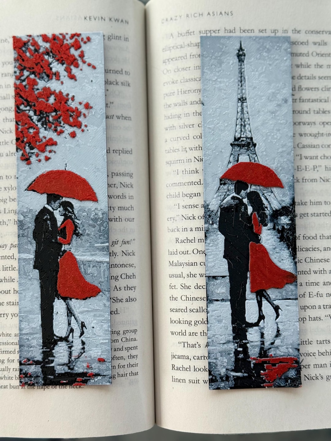 Paris Love Bookmark Set – Eiffel Tower Couple | Textured 3D Printed ...