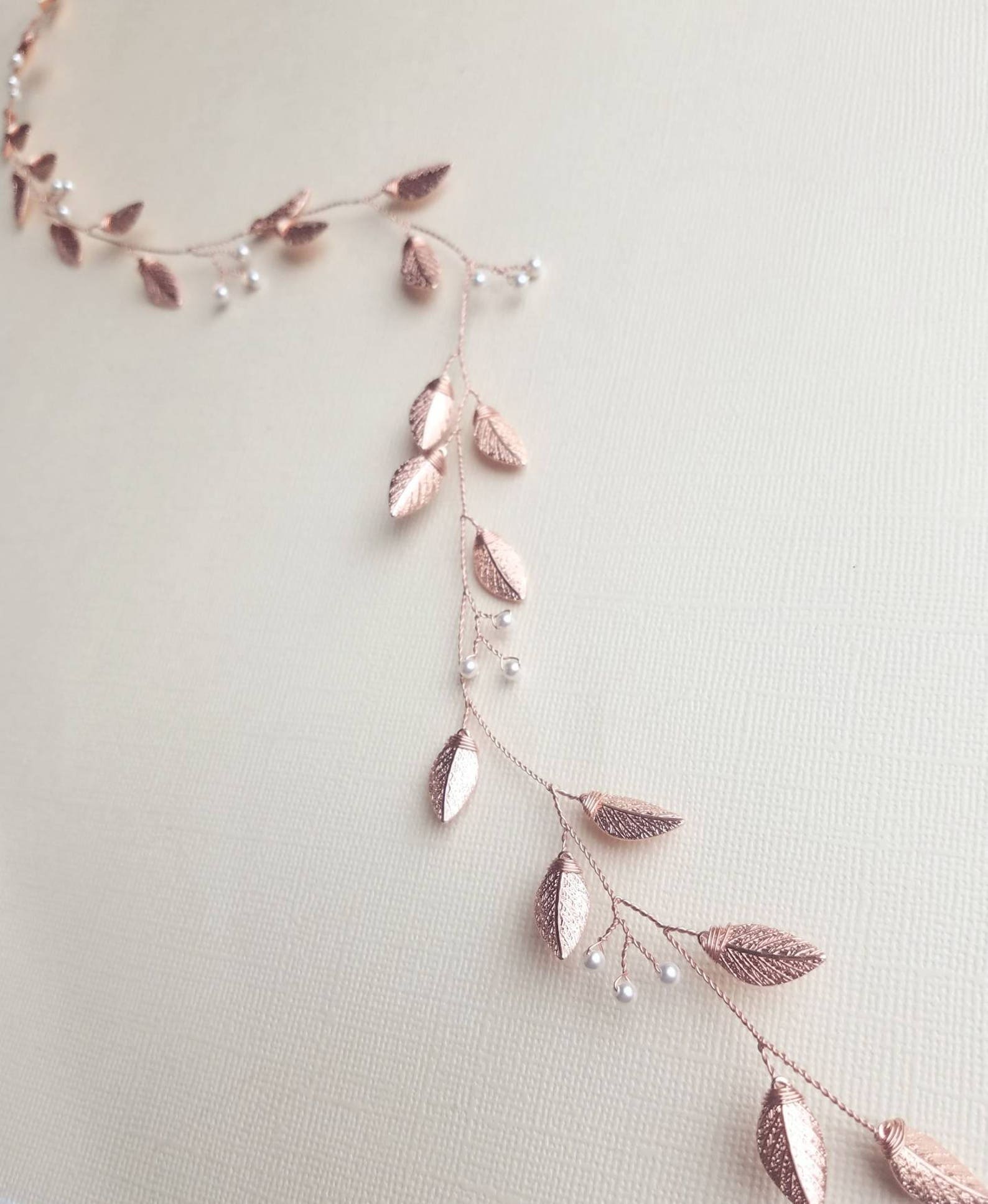 Bridal Hair Vine, Rose Gold Hair Vine, Leaf Hairpiece, Wedding Hair ...