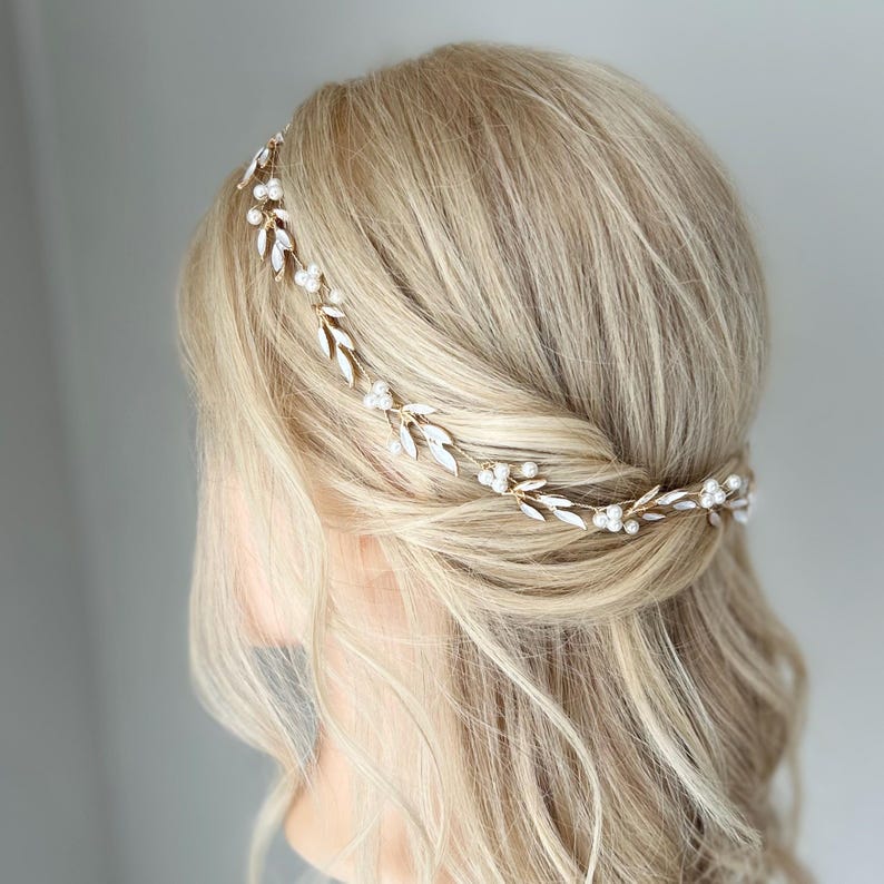 Gold Wedding Headpiece, Leaf Hair Vine, Bridal Hair Piece, Gold Wedding ...