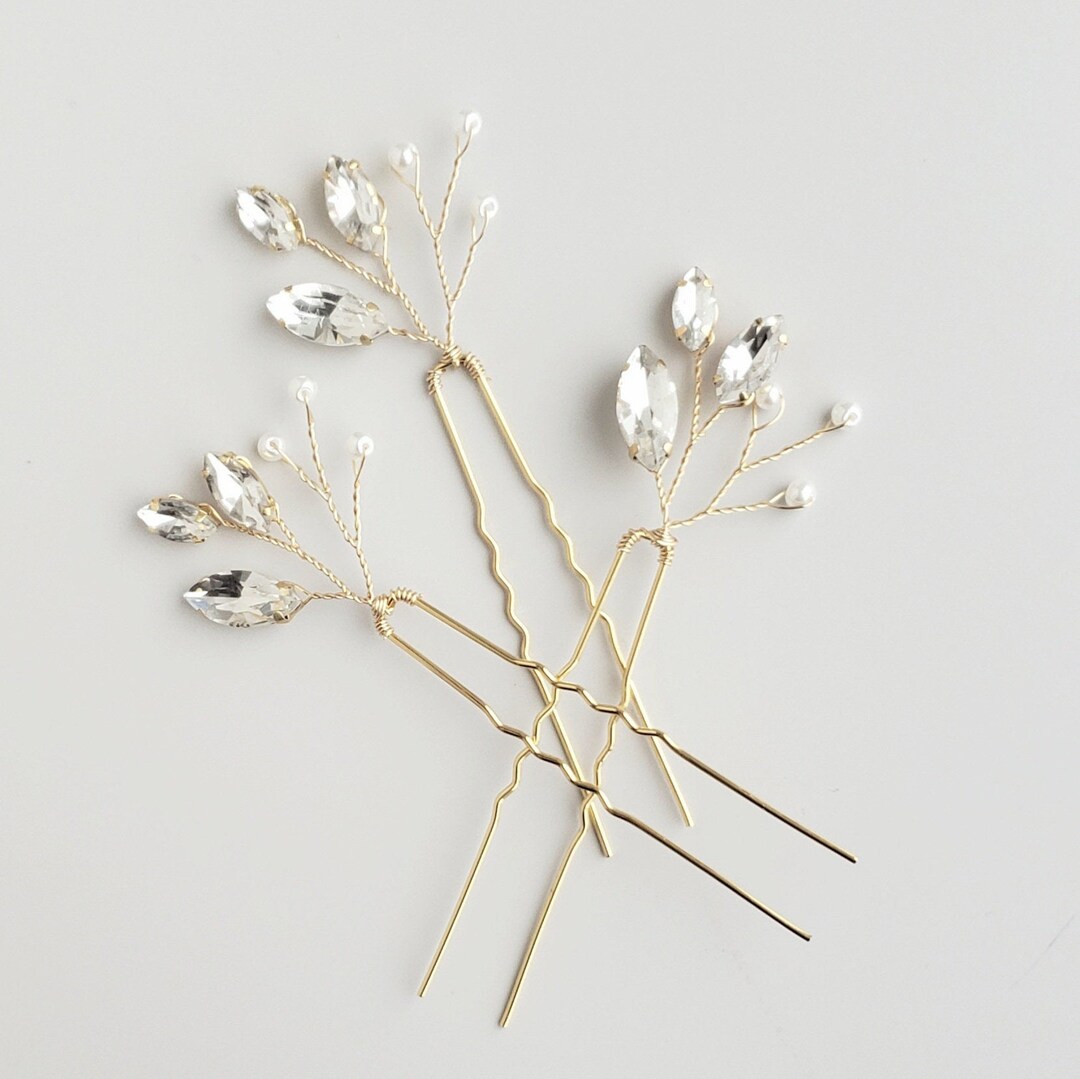 Rhinestone Hair Pins, Bridal Hairpiece, Crystal Hair Accessory, Wedding ...