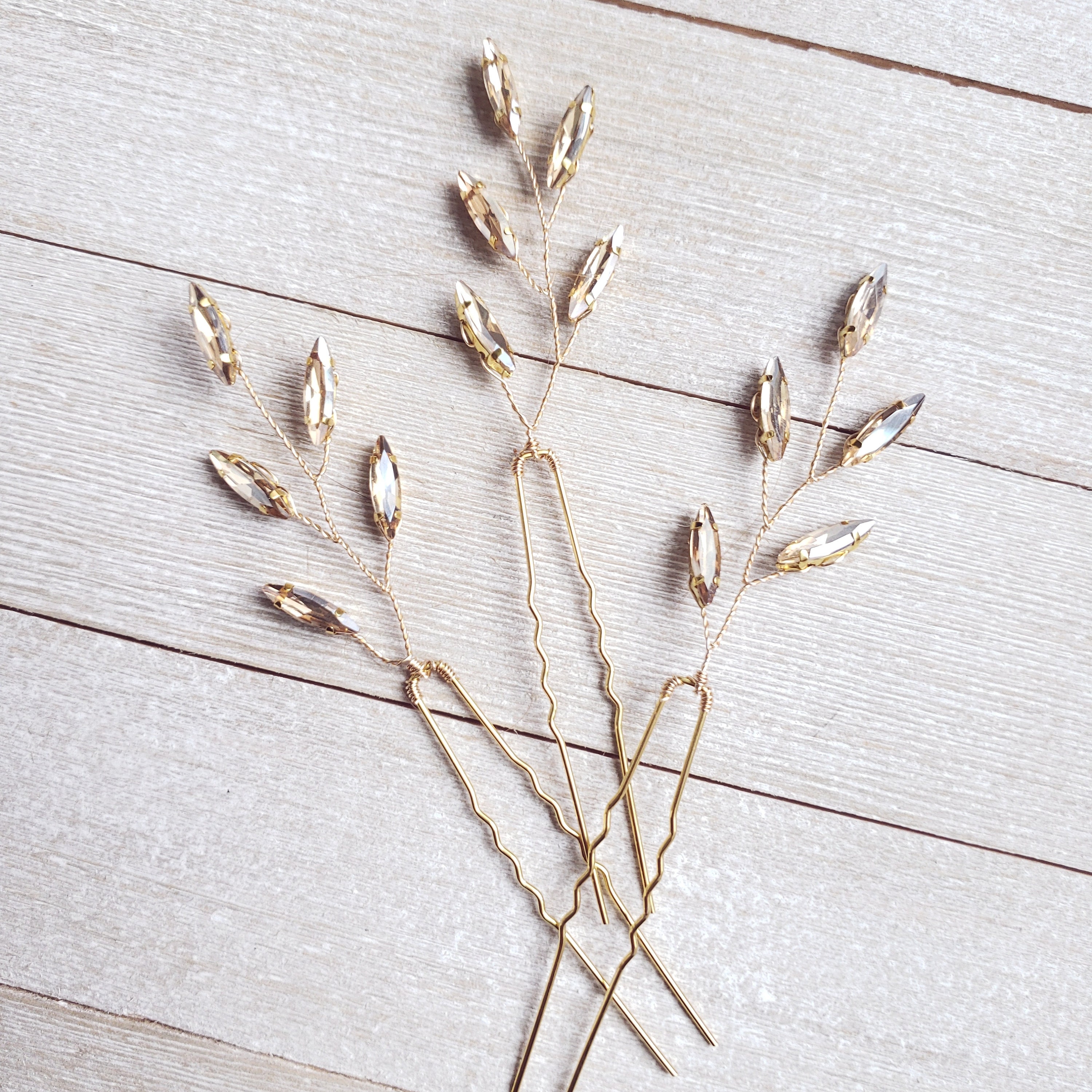 Bridal Hair Piece Rhinestone Hair Pins Gold Hair Vine | Etsy